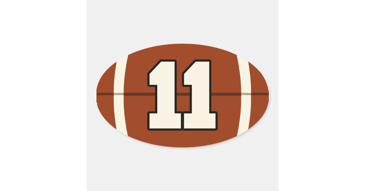 Number 11 Football Sticker. Oval Sticker | Zazzle