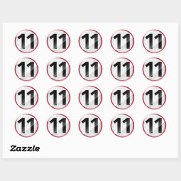 Number 11 red sticker | Zazzle