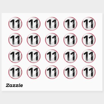 Number 11 red sticker | Zazzle
