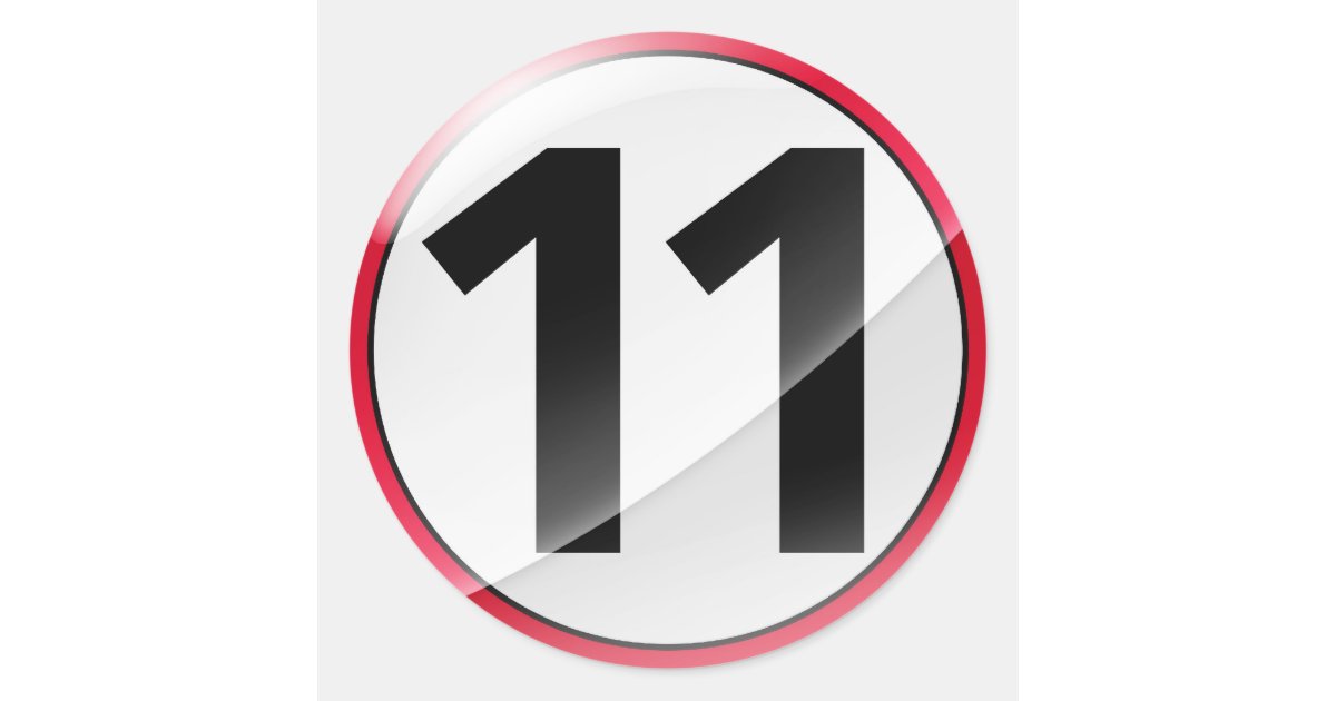 Number 11 red sticker | Zazzle