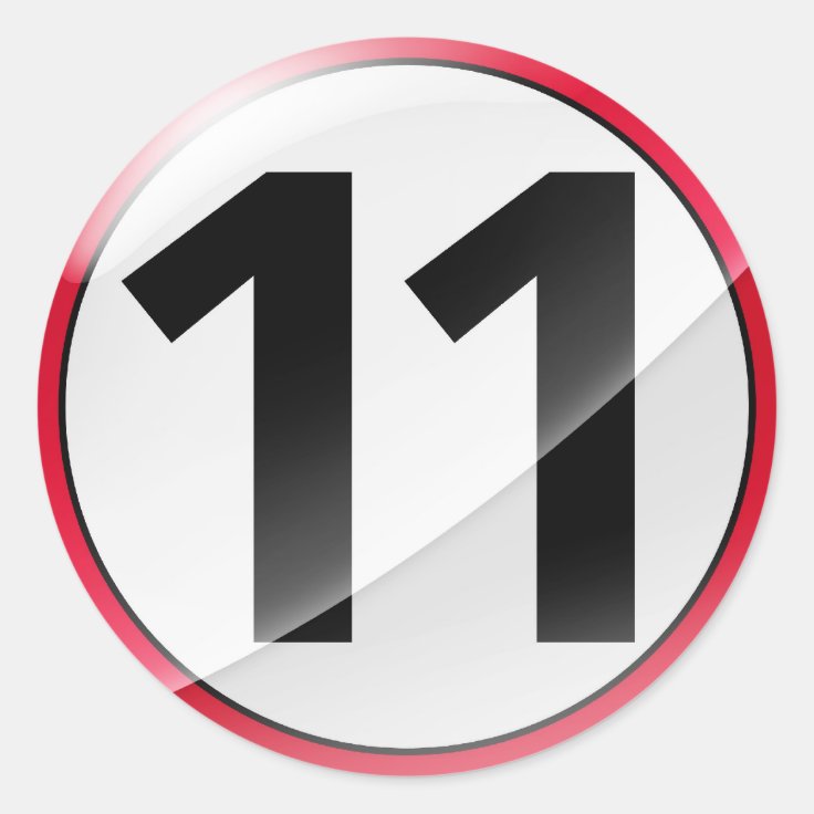 Number 11 red sticker | Zazzle
