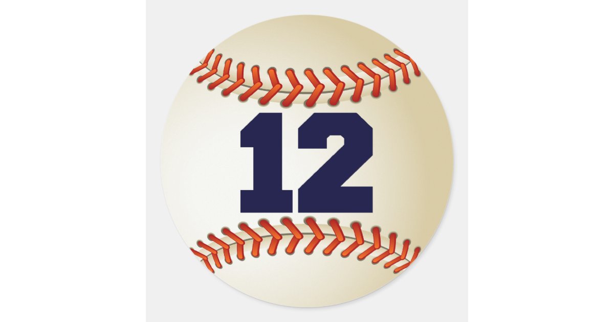 Number 12 Baseball Classic Round Sticker | Zazzle