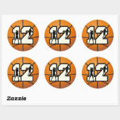 Number 12 Basketball and Players Classic Round Sticker | Zazzle
