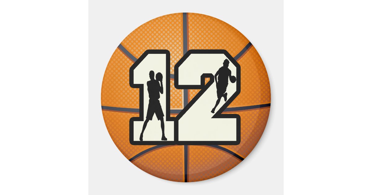 Number 12 Basketball and Players Magnet | Zazzle