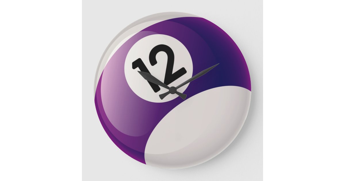 Number 12 Billiards Ball Clock | Zazzle