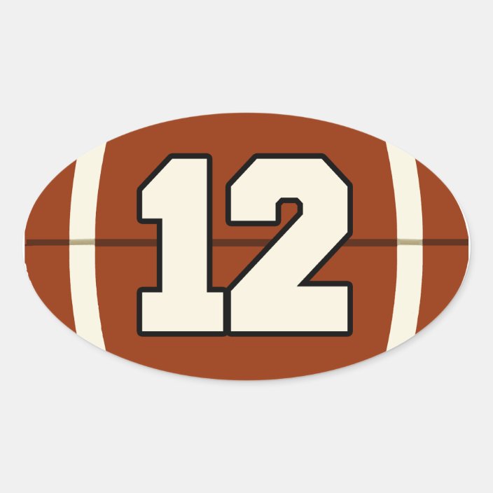Number 12 Football Sticker. Oval Sticker | Zazzle.com