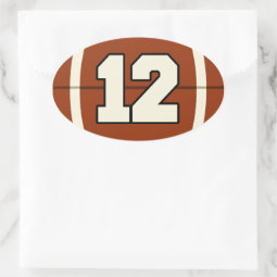 Number 12 Football Sticker. Oval Sticker | Zazzle