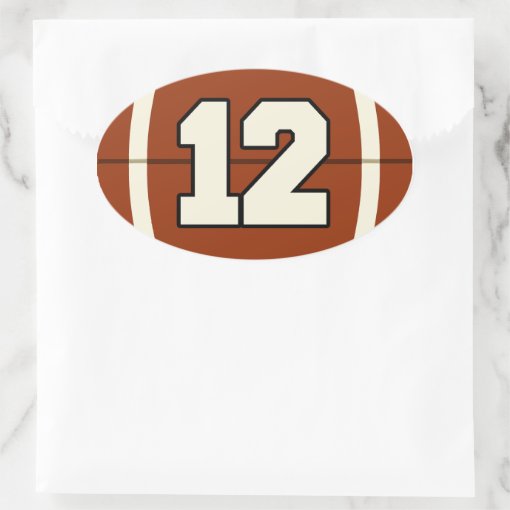 Number 12 Football Sticker. Oval Sticker | Zazzle