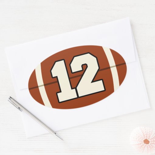 Number 12 Football Sticker. Oval Sticker | Zazzle
