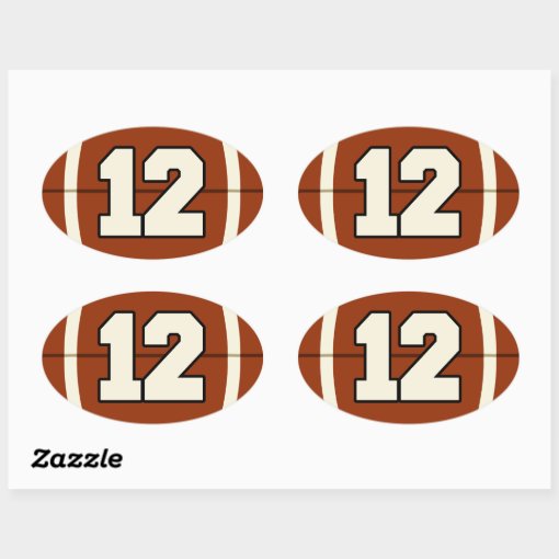 Number 12 Football Sticker. Oval Sticker | Zazzle