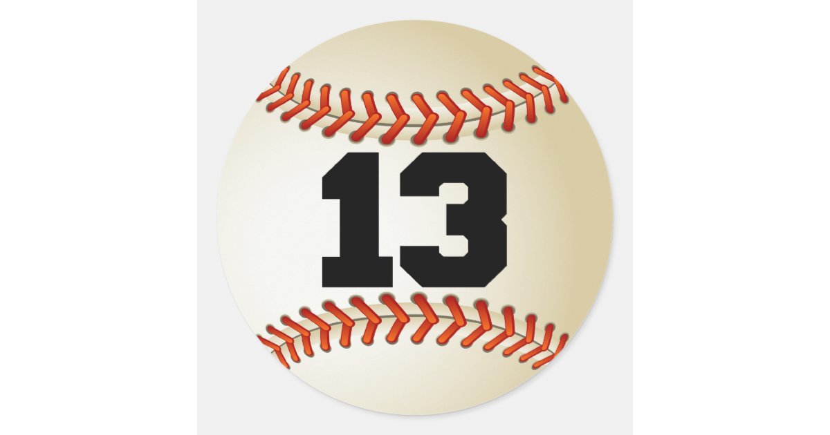 Number 13 Baseball Classic Round Sticker | Zazzle.com