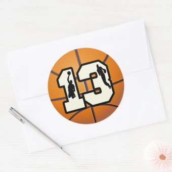 Number 13 Basketball and Players Classic Round Sticker | Zazzle