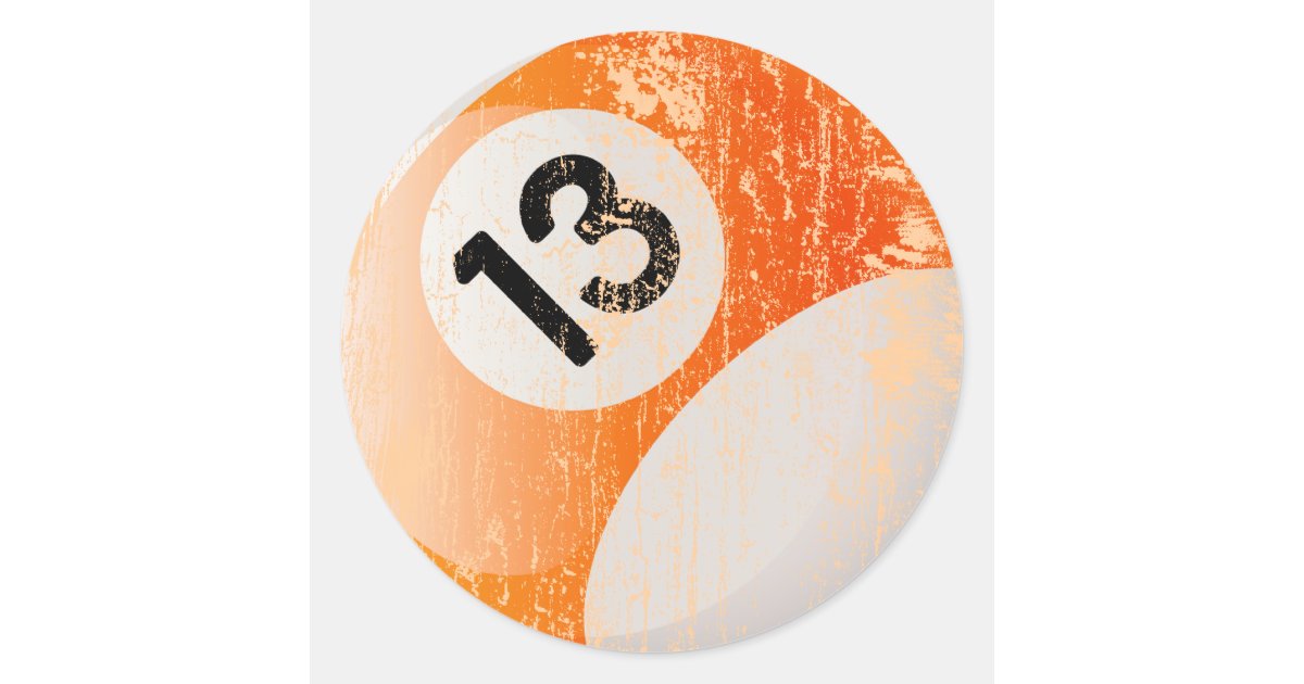 NUMBER 13 BILLIARDS BALL - AGED AND ERODED CLASSIC ROUND STICKER | Zazzle