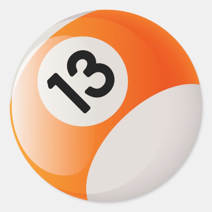 NUMBER 13 BILLIARDS BALL CLASSIC ROUND STICKER | Zazzle
