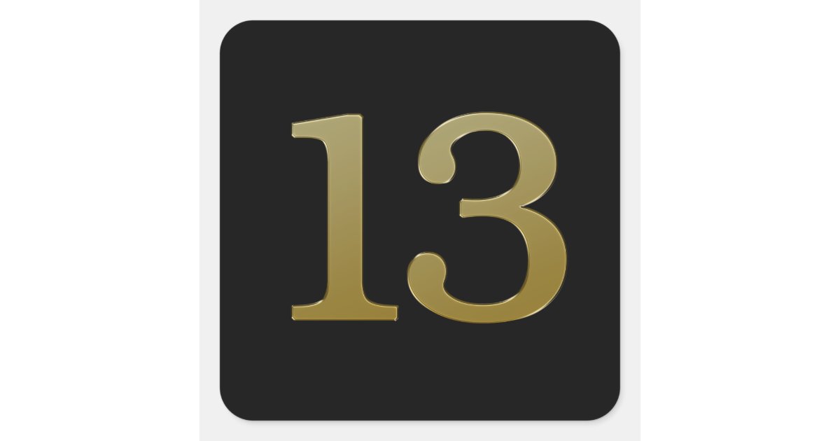 Number 13 Gold Square Sticker | Zazzle