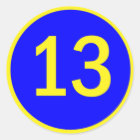 Number 13 Baseball Classic Round Sticker | Zazzle.com