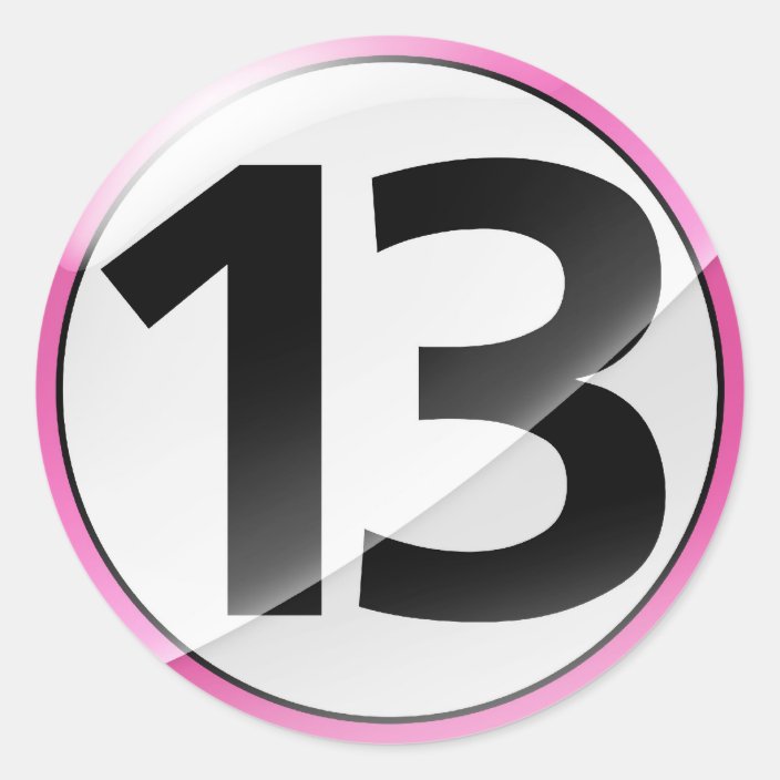 Number 13 pink sticker | Zazzle.com