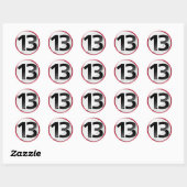 Number 13 red sticker | Zazzle