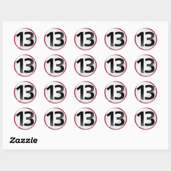 Number 13 red sticker | Zazzle