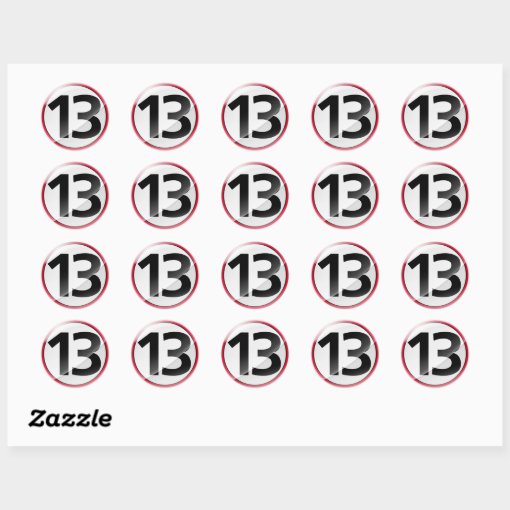 Number 13 red sticker | Zazzle