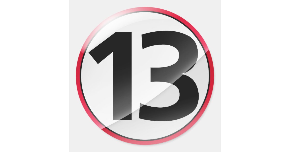 Number 13 red sticker | Zazzle