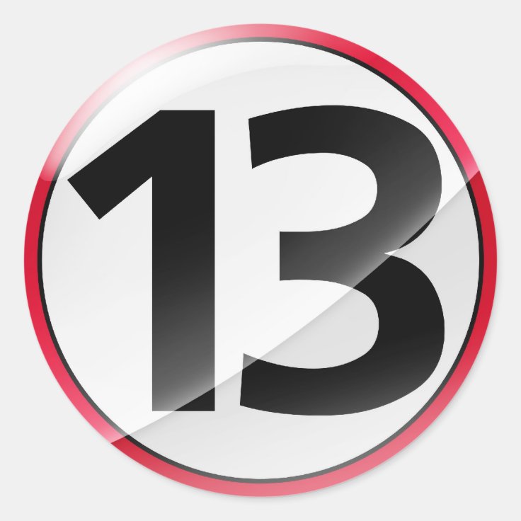 Number 13 red sticker | Zazzle