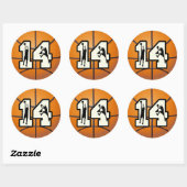 Number 14 Basketball and Players Classic Round Sticker | Zazzle