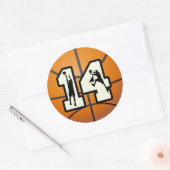 Number 14 Basketball and Players Classic Round Sticker | Zazzle