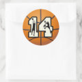 Number 14 Basketball and Players Classic Round Sticker | Zazzle