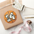 Number 14 Basketball and Players Classic Round Sticker | Zazzle