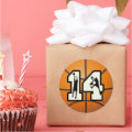 Number 14 Basketball and Players Classic Round Sticker | Zazzle