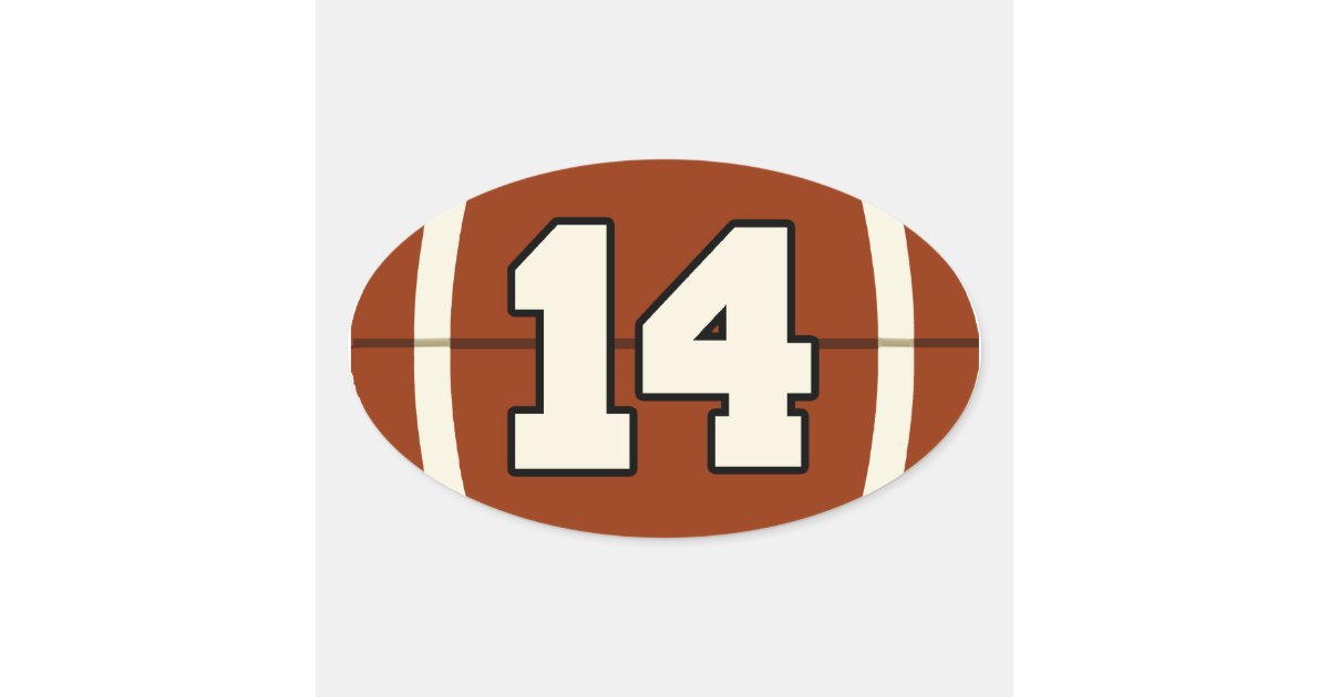 Number 14 Football Sticker. Oval Sticker | Zazzle