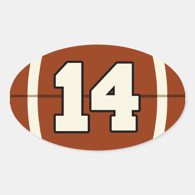Number 14 Football Sticker. Oval Sticker | Zazzle