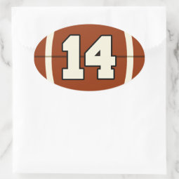 Number 14 Football Sticker. Oval Sticker | Zazzle
