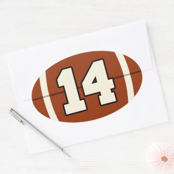 Number 14 Football Sticker. Oval Sticker | Zazzle