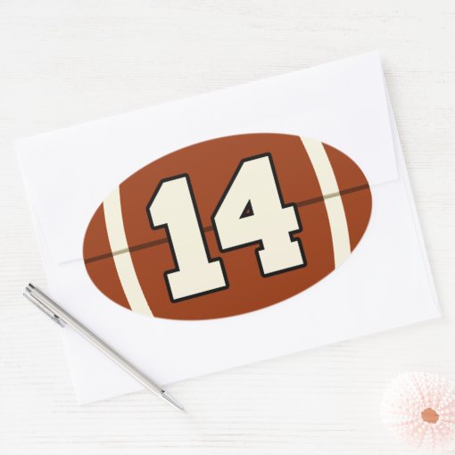 Number 14 Football Sticker. Oval Sticker | Zazzle