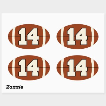 Number 14 Football Sticker. Oval Sticker | Zazzle