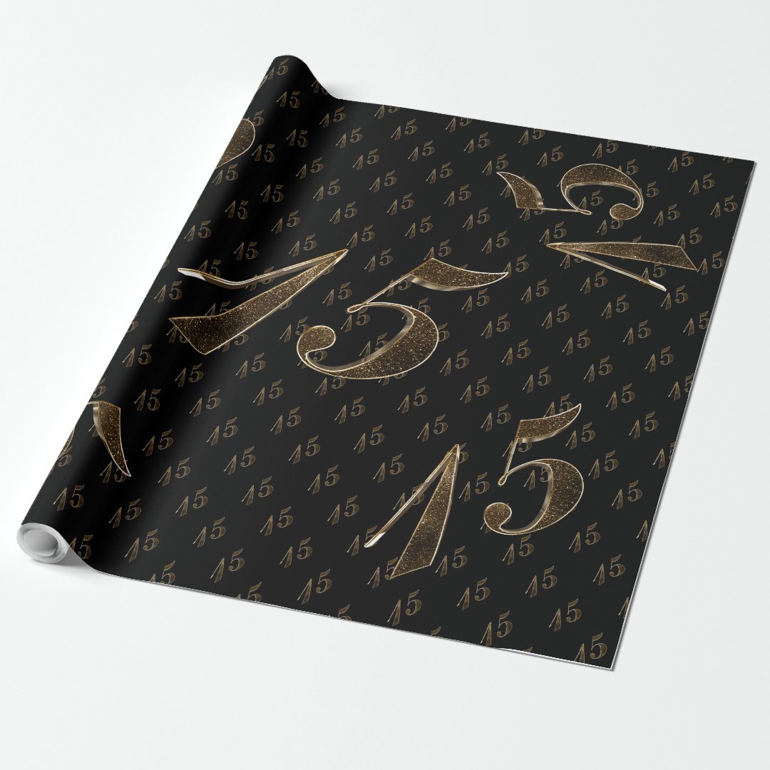 Number 15 15th Wedding Anniversary Quinceanera Wrapping Paper | Zazzle
