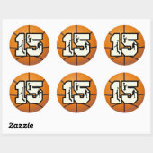 Number 15 Basketball and Players Classic Round Sticker | Zazzle