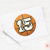 Number 15 Basketball and Players Classic Round Sticker | Zazzle
