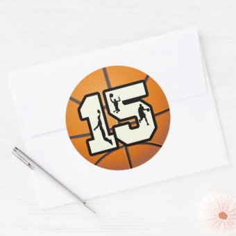 Number 15 Basketball and Players Classic Round Sticker | Zazzle