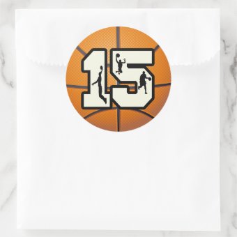 Number 15 Basketball and Players Classic Round Sticker | Zazzle