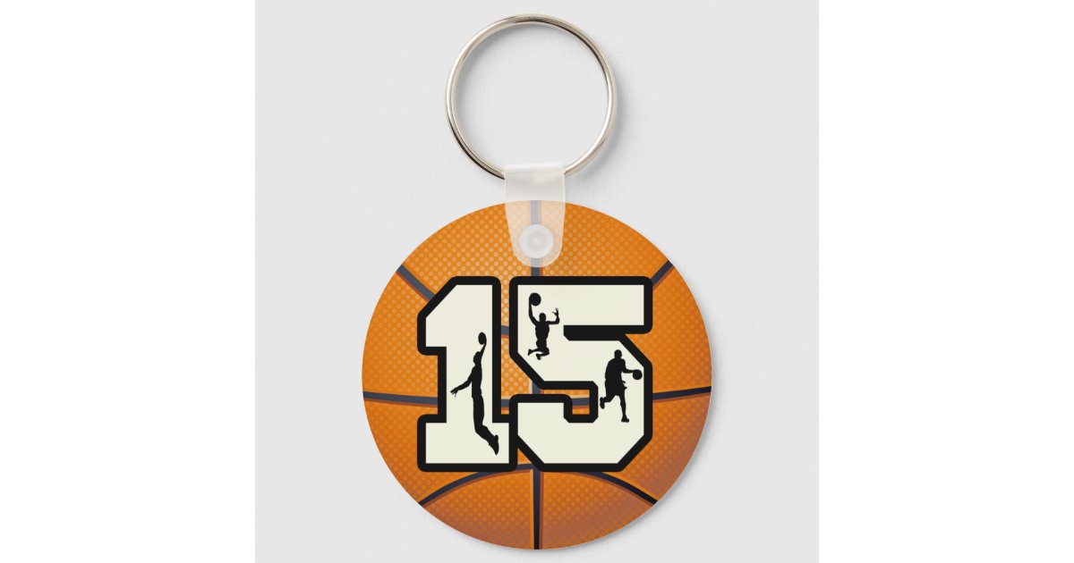 Number 15 Basketball and Players Keychain | Zazzle