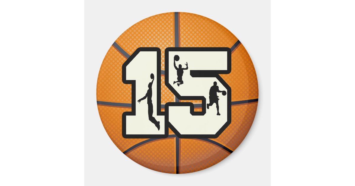Number 15 Basketball and Players Magnet | Zazzle