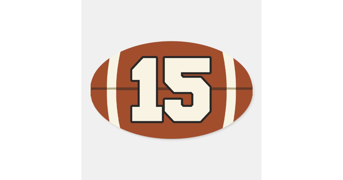 Number 15 Football Sticker. Oval Sticker | Zazzle