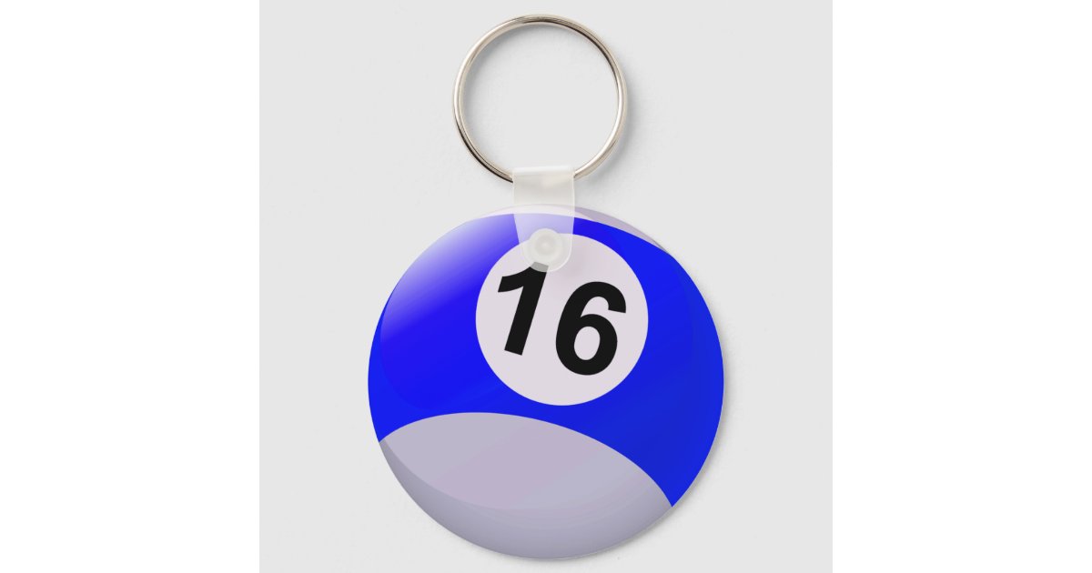 Number 16 Billiards Ball Keychain | Zazzle