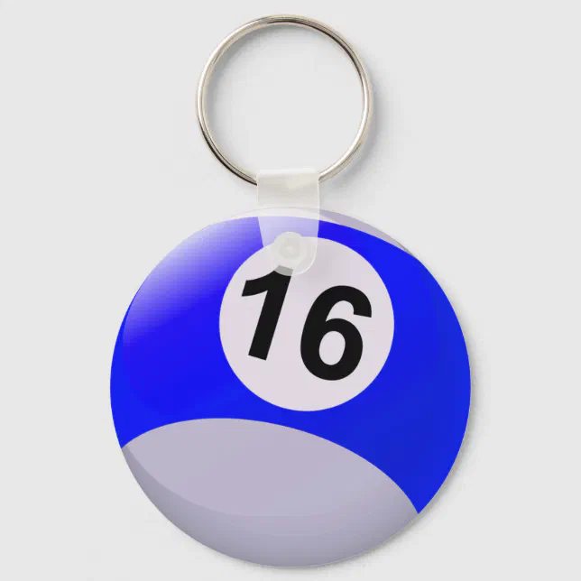 Number 16 Billiards Ball Keychain | Zazzle