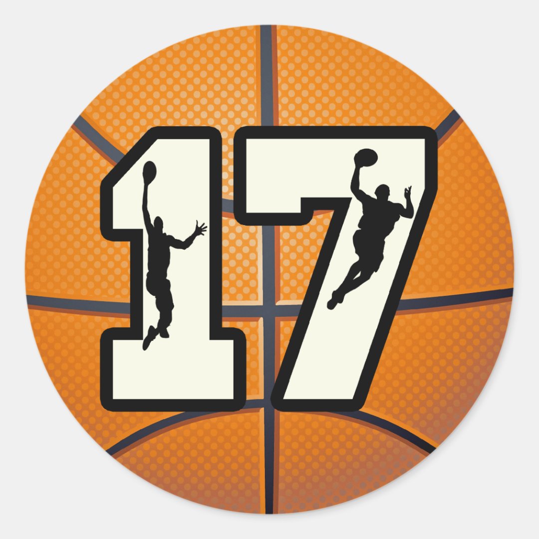 Number 17 Basketball and Players Classic Round Sticker | Zazzle