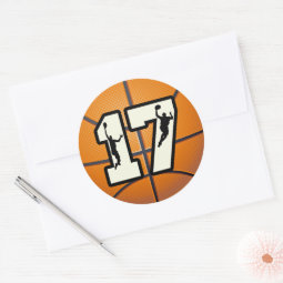 Number 17 Basketball and Players Classic Round Sticker | Zazzle