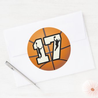 Number 17 Basketball and Players Classic Round Sticker | Zazzle